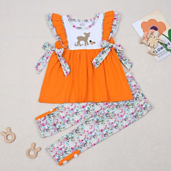 Matching Sets | Boutique Deer Duck Tunic Leggings Girls Outfit Set ...